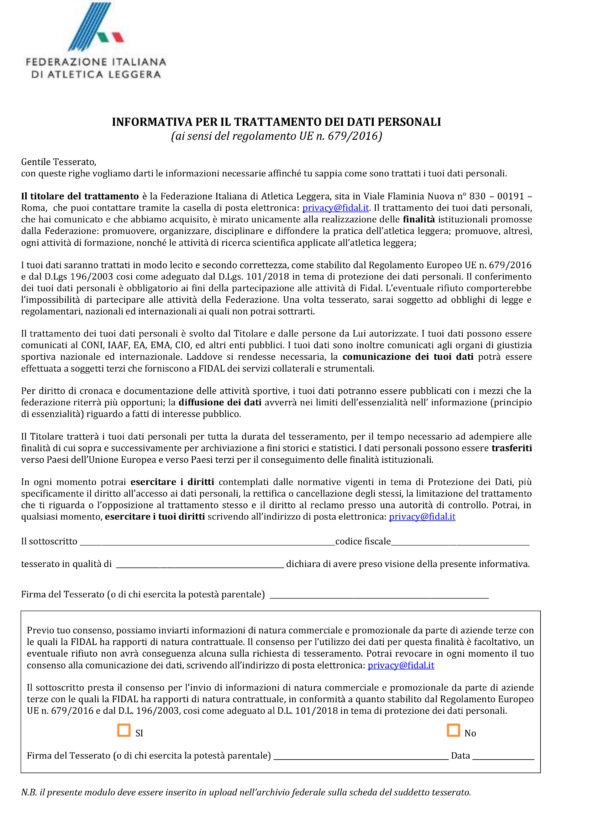 Modulo Privacy | Passo Capponi A.S.D.