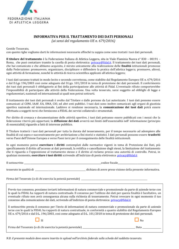 Modulo Privacy | Passo Capponi A.S.D.